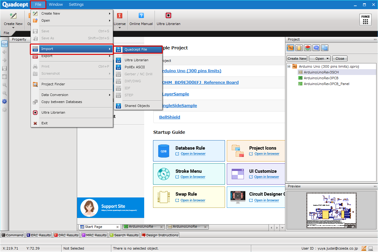 Quadcept - Importing Quadcept Files
